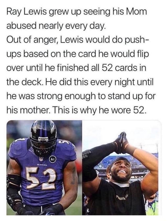 Ray Lewis grew up seeing his Mom abused nearly every day. Out of anger ...