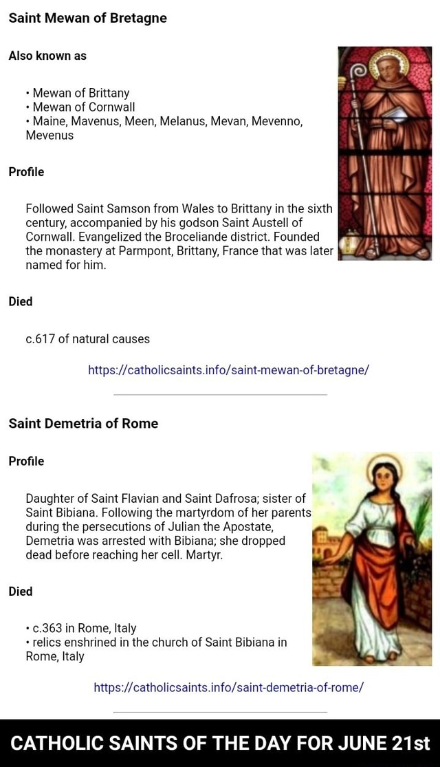 Saint Mewan of Bretagne Also known as Mewan of Brittany + Mewan of ...