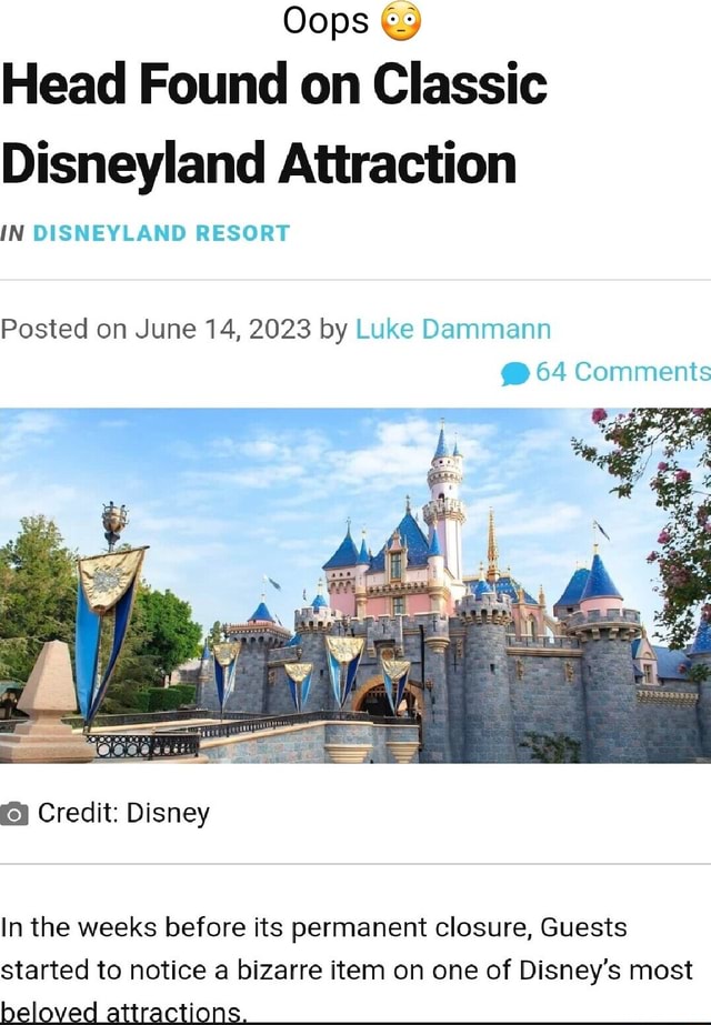 Oops &y Head Found on Classic Disneyland Attraction IN DISNEYLAND ...