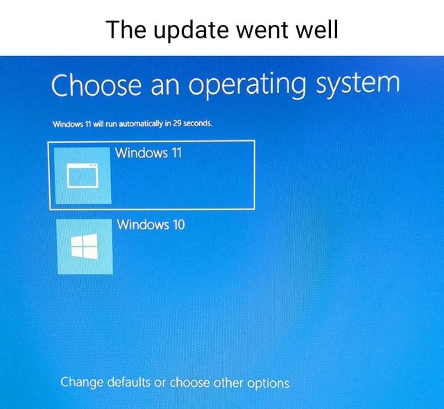 The update went well Choose an operating system Windows 11 will run ...