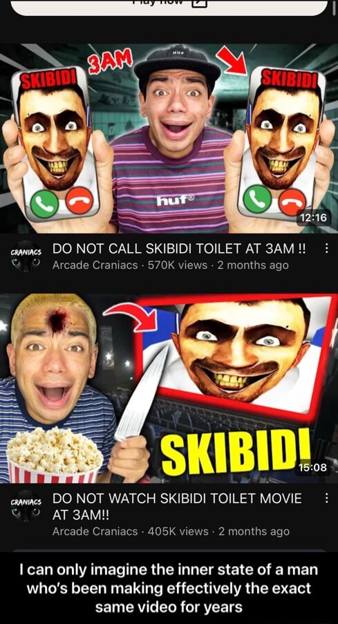 Cawacs DO NOT CALL SKIBIDI TOILET AT Arcade Craniacs - 570K views - 2 ...