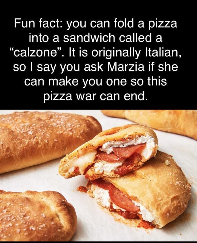 Fun fact: you can fold a pizza into a sandwich called a "calzone". It ...