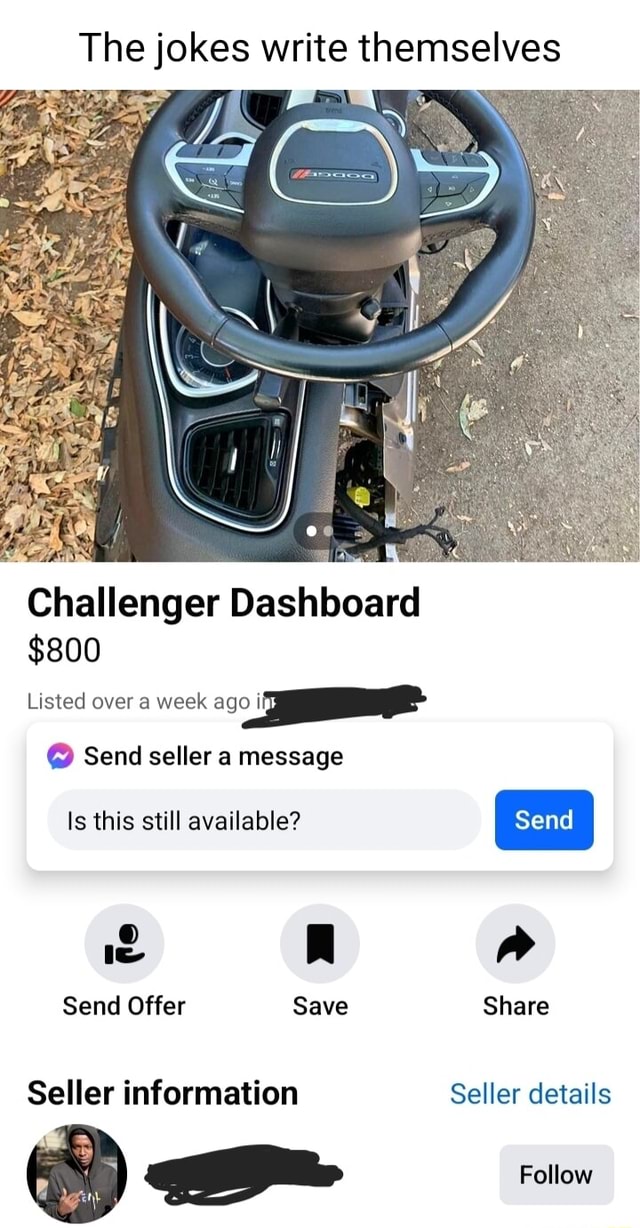 The jokes write themselves $800 Challenger Dashboard Listed over a week ...