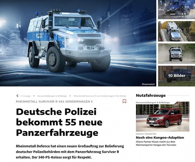 RHEINMETALL SURVIVOR R SONDERWAGEN 5 Deutsche Polizei bekommt 55 neue ...