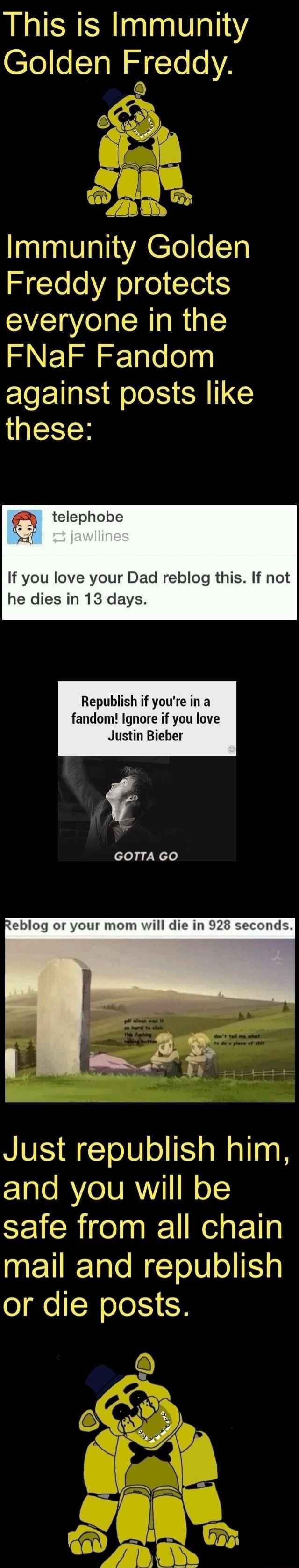 This is Immunity fo [=19) Immunity Golden Freddy protects everyone in ...