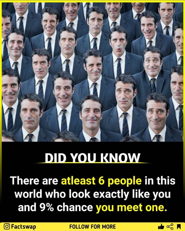 DID YOU KNOW There are atleast 6 people in this world who look exactly ...