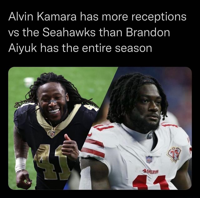 Alvin Kamara has more receptions vs the Seahawks than Brandon Aiyuk has ...