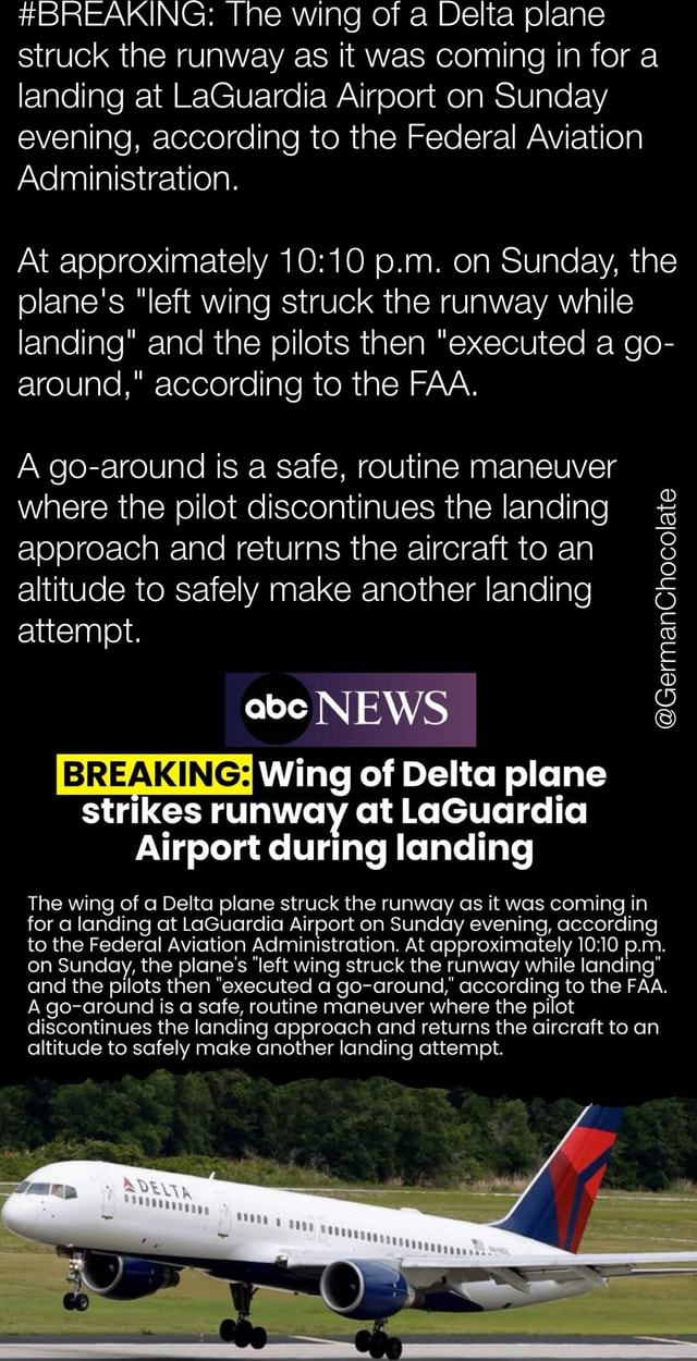 #BREAKING: The wing of a Delta plane struck the runway as it was coming ...