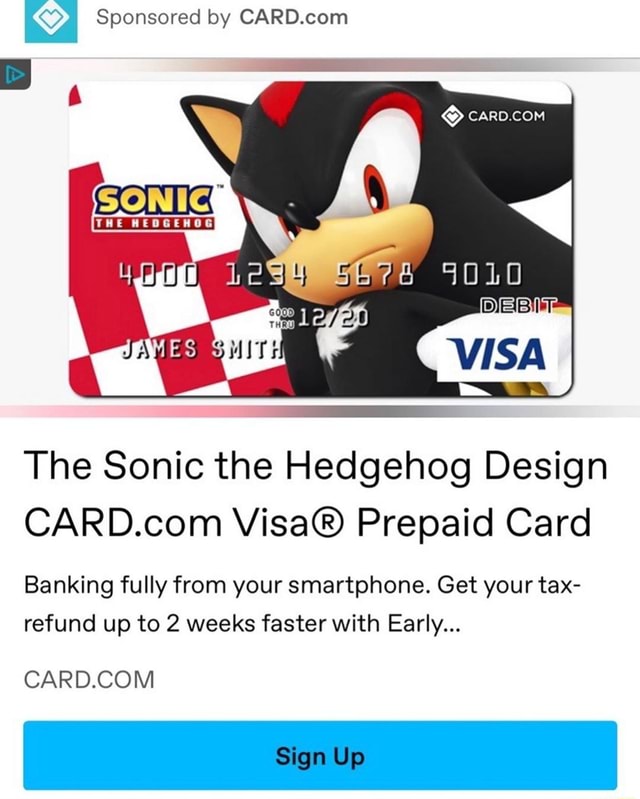 E9] Sponsored by CARD.com The Sonic the Hedgehog Design CARD.com Visa ...