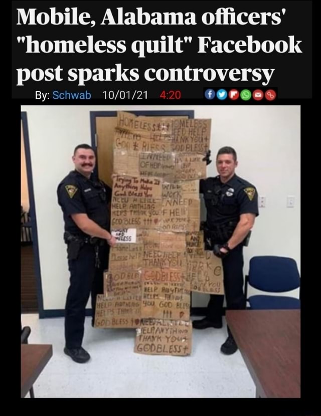 Mobile, Alabama officers' "homeless quilt" Facebook post sparks ...