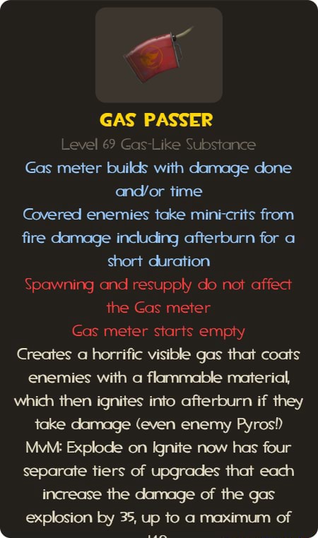 GAS PASSER Gas meter builds damage done time Covered enemies take mini ...