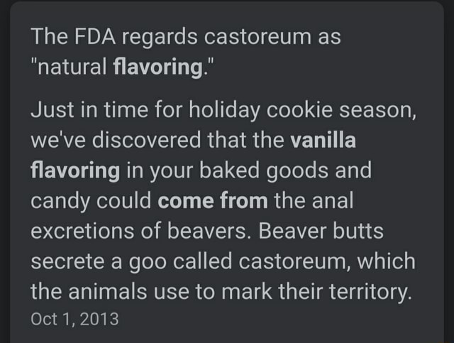 The FDA regards castoreum as "natural flavoring." Just in time for ...
