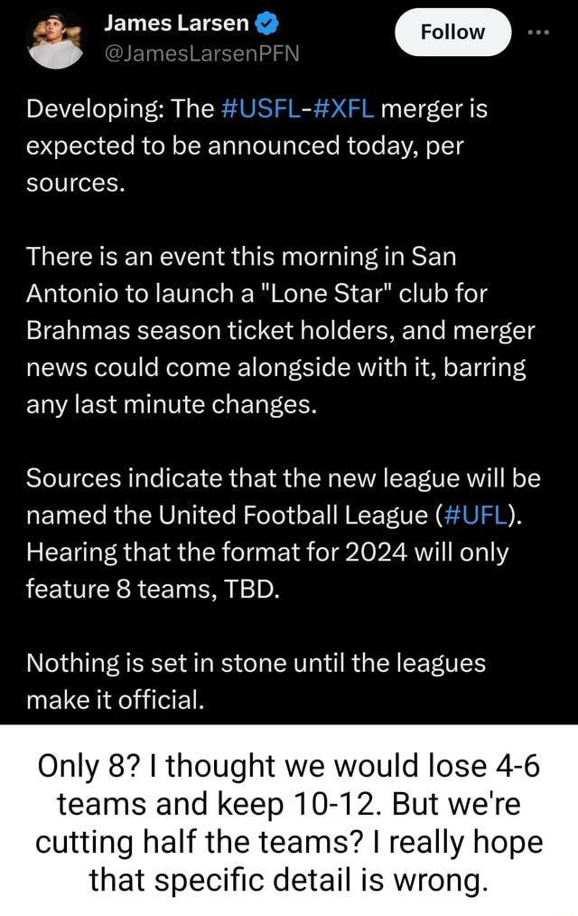 James Larsen Y) Follow Developing: The I merger is expected to be ...