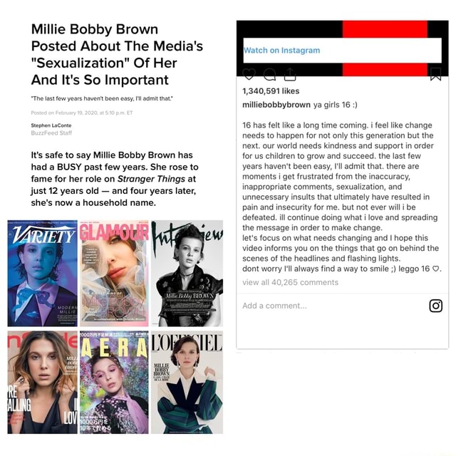 Millie Bobby Brown Posted About The Media's "Sexualization" Of Her And ...