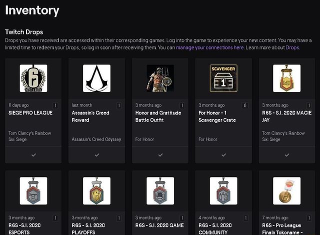 Inventory Twitch Drops Drops you have received are accessed within ...