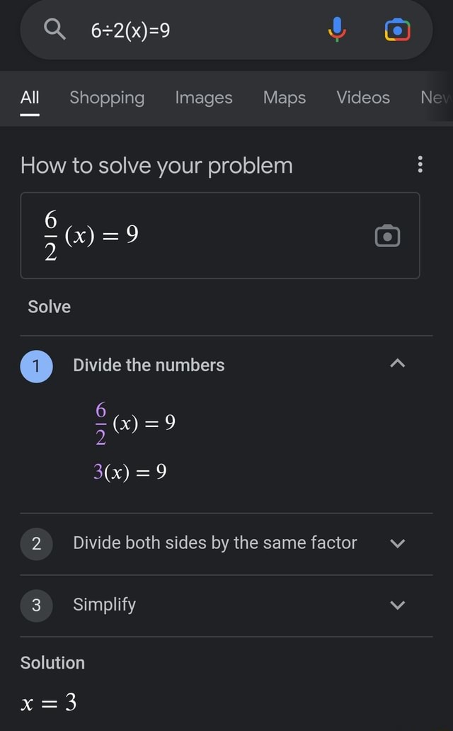 All Shopping Images Maps How to solve your problem 6 (x) =9 Solve ...