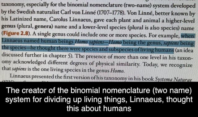 Homo sapiens? - taxonomy, especially for the binomial nomenclature (two ...
