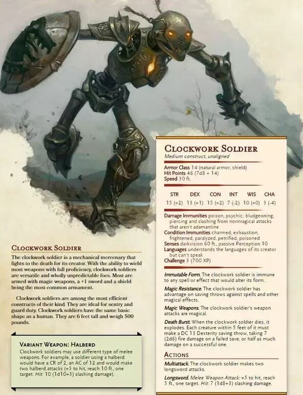 The clockwork for isa mechanical mercenary that Fights to the death for ...
