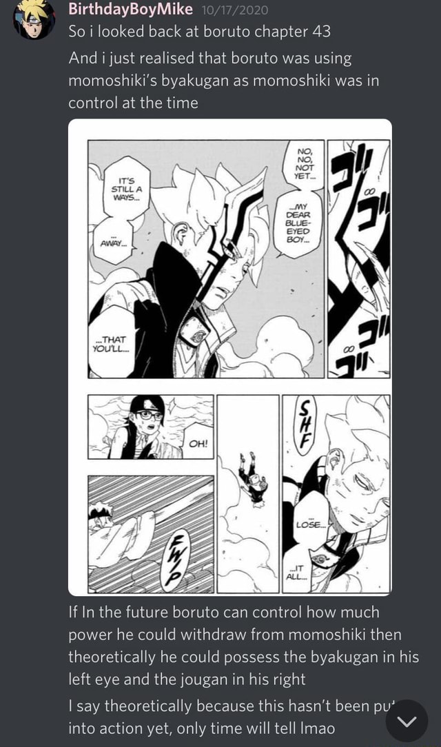 BirthdayBoyMike So looked back at boruto chapter 43 And just realised ...