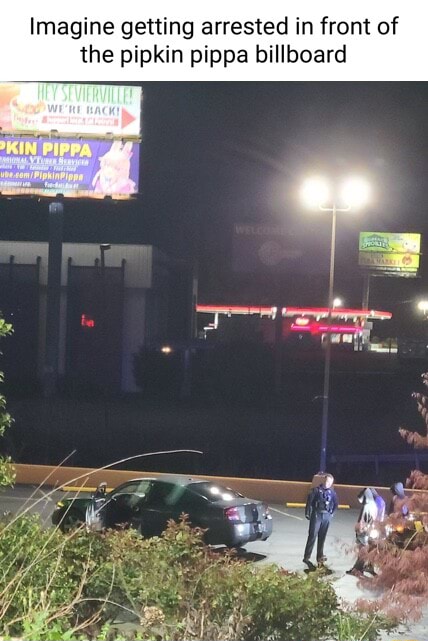 Imagine getting arrested in front of the pipkin pippa billboard - iFunny