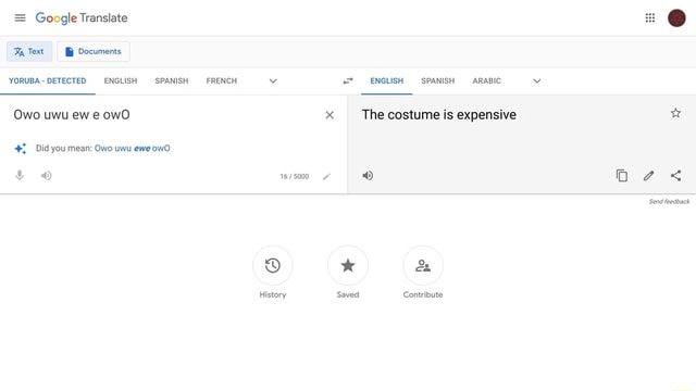 = Google Translate Text Documents YORUBA - DETECTED ENGLISH 'SPANISH ...