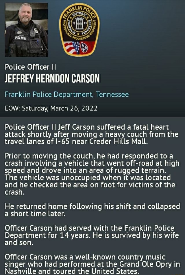 POLIGE Police Officer II JEFFREY HERNDON CARSON Franklin Police ...