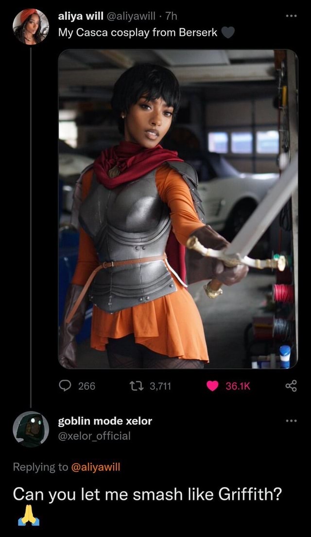 Aliya will @aliyawill - My Casca cosplay from Berserk 266 goblin mode ...