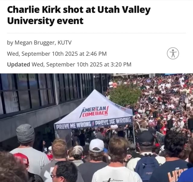 Charlie Kirk shot at Utah Valley University event by Megan Brugger ...