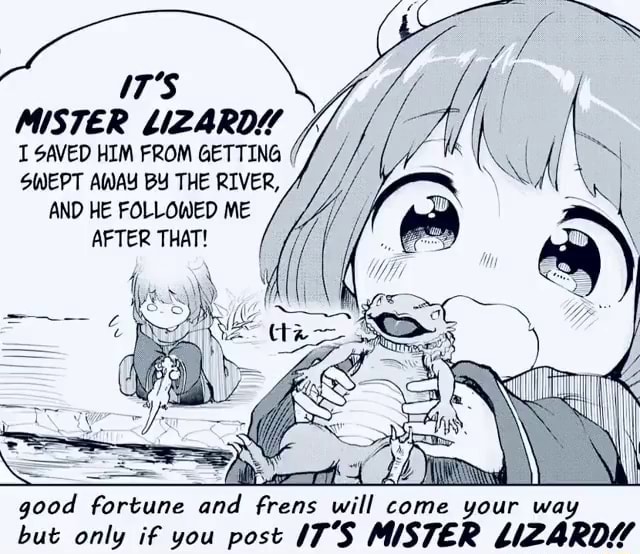 IT'S MISTER LIZARD SAVED HIM FROM GETTING ( SWEPT AWAY BY THE RIVER, AND HE FOLLOWED ME AFTER ...