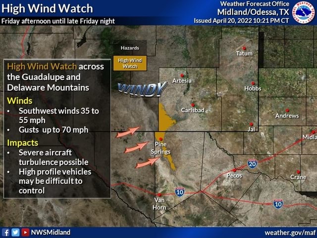 Weather Forecast Office High Wind Watch TX Friday afternoon until late ...