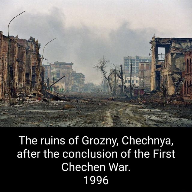 The ruins of Grozny, Chechnya, after the conclusion of the First ...