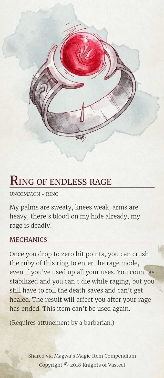 RING OF ENDLESS RAGE UNCOMMON - RING My palms are sweaty, knees weak ...