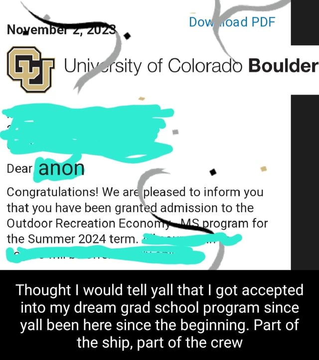 Dow road PDF Noyem University of Coloradd Boulder Dear ANON ...