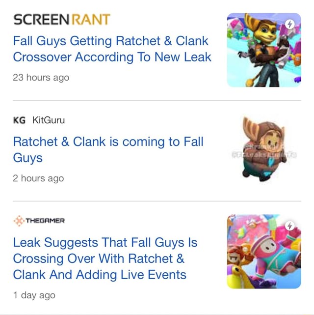 SCREEN RANT Fall Guys Getting Ratchet & Clank Crossover According To ...