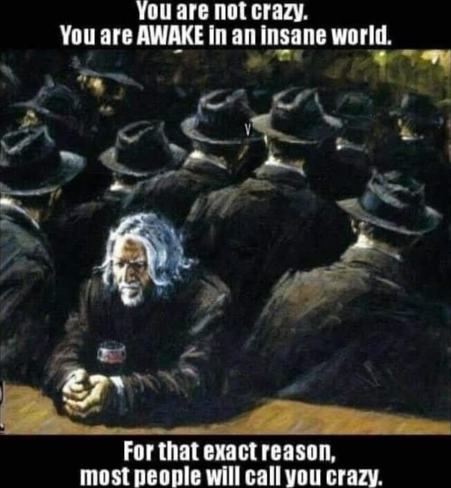 You are not crazy. You are AWAKE in an insane world. c., \c=. 4 at. For ...