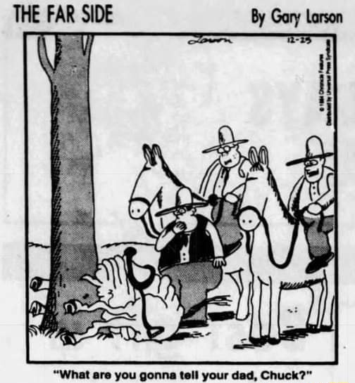 THE FAR SIDE "What are you gonna tell your dad, Chuck?" - iFunny