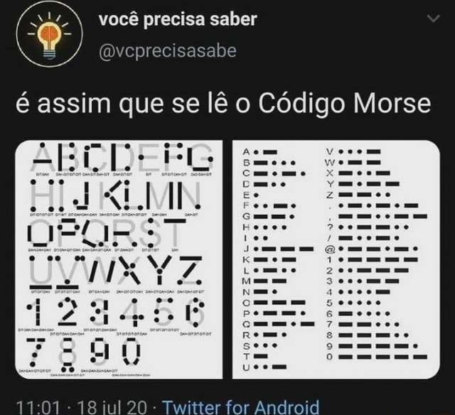 Você precisa saber é assim que se lê o Código Morse - Ú II 0.00 o o ...
