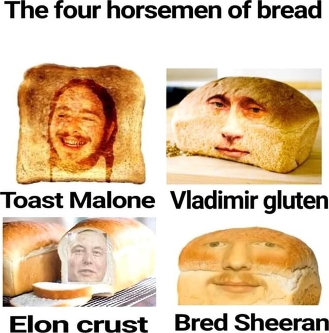 The four horsemen of bread Toast Malone Vladimir gluten Elon crust Bred ...