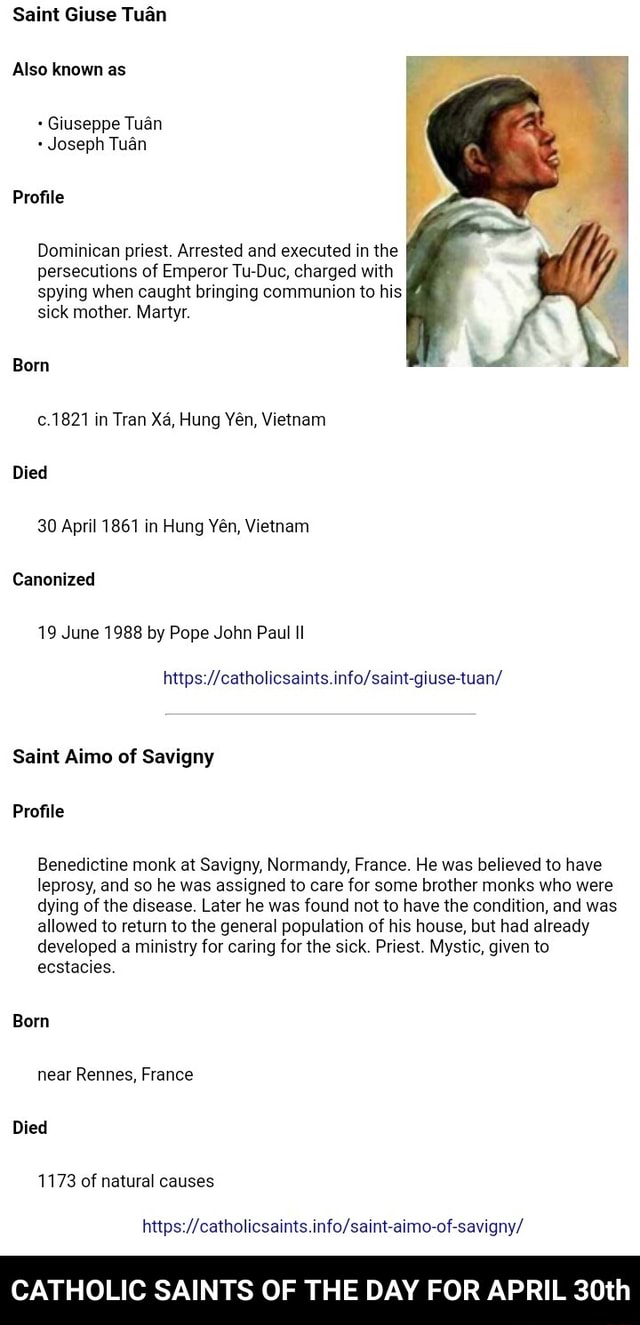 Saint Giuse Tuan Also known as Giuseppe Tuan Joseph Tuan Profile ...