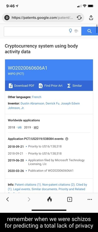 Cryptocurrency system using body activity data WO02020060606A1 wiPo ...