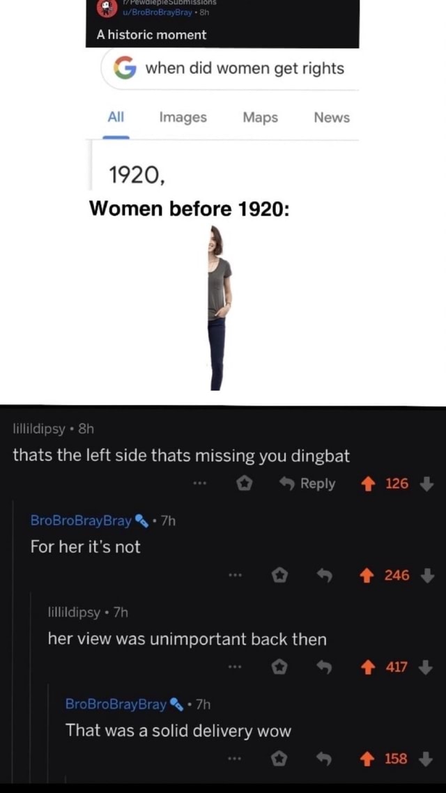 E when did rights Women before 1920: thats the left side thats missing ...