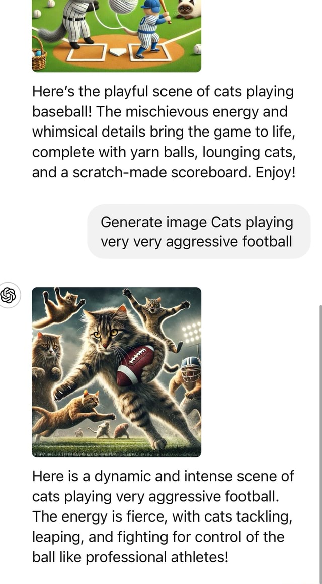 Here's the playful scene of cats playing baseball! The mischievous ...