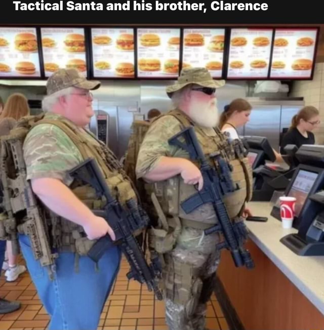 Tactical Santa and his brother, Clarence - iFunny