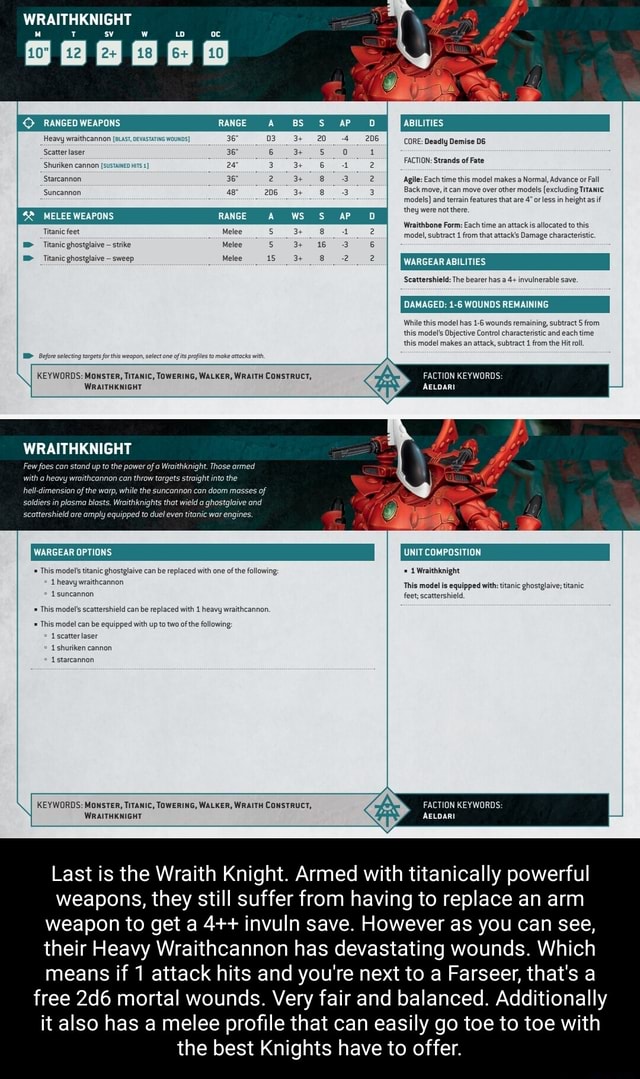 WRAITHKNIGHT RANGED WEAPONS ABILITIES Heavy wraithcannon [BLAsT ...