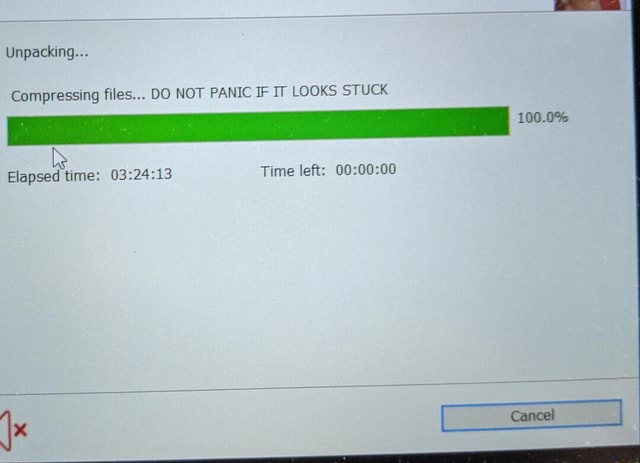 Unpacking... Compressing files... DO NOT PANIC IF IT LOOKS STUCK ...
