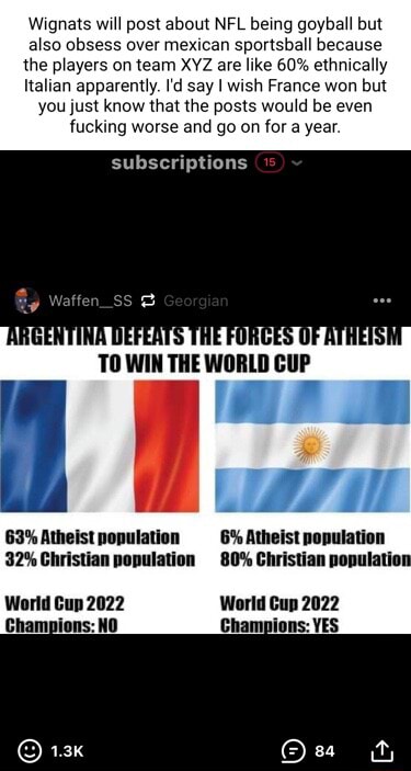 Wignats will post about NFL being goyball but also obsess over mexican ...