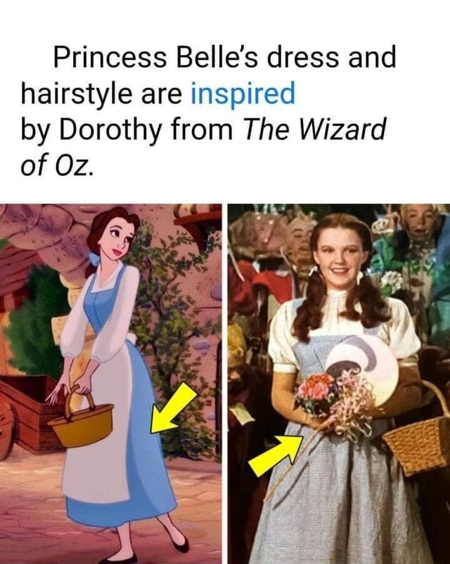 Princess Belle's dress and hairstyle are inspired by Dorothy from The ...