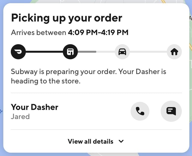 Picking up your order Arrives between PM SS) Subway is preparing your ...