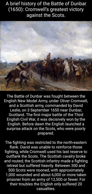 A brief history of the Battle of Dunbar (1650): Cromwell's greatest ...