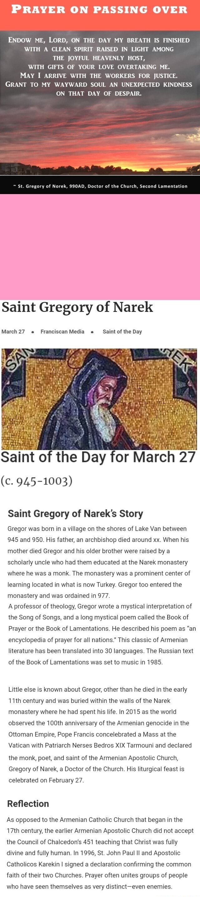 PRAYER ON PASSING OVER ENDOW ME, LORD, ON THE DAY MY BREATH IS FINISHED ...